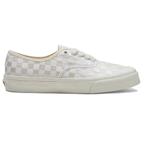VANS Authentic Embroidered Checkerboard Lace-up Sneakers - White/yellow