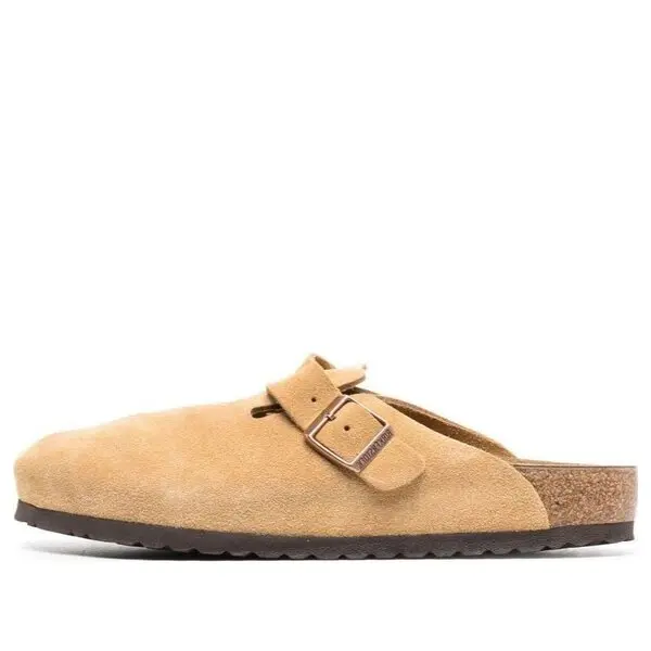 BIRKENSTOCK Boston Suede Leather Clogs - Beige