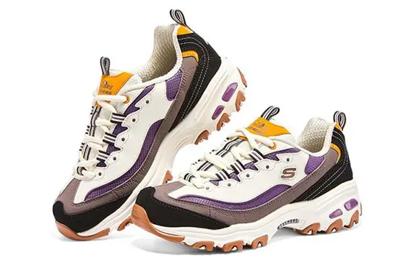 Sketchers D'lites 1.0 Lace-up Sneakers - White/brown/black