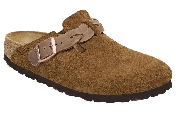 BIRKENSTOCK Boston Braided Suede Leather Sandals - Orange