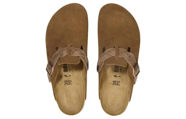 BIRKENSTOCK Boston Braided Suede Leather Sandals - Orange