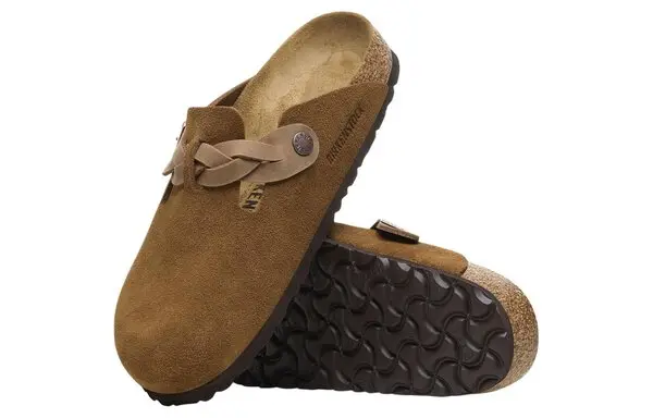 BIRKENSTOCK Boston Braided Suede Leather Sandals - Orange