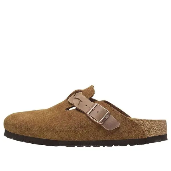 BIRKENSTOCK Boston Braided Suede Leather Sandals - Orange