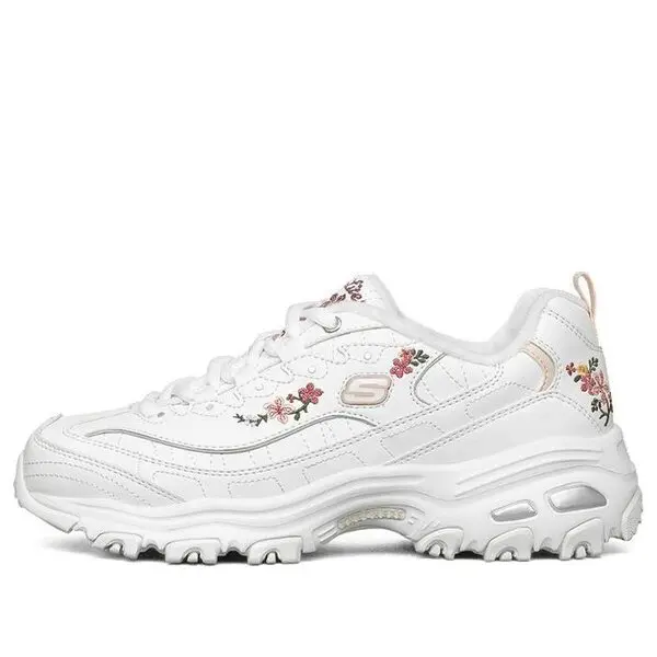 Sketchers D'lites 1.0 Floral Embellished Sneakers - White/pink