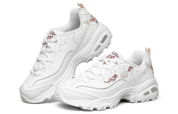 Sketchers D'lites 1.0 Floral Embellished Sneakers - White/pink
