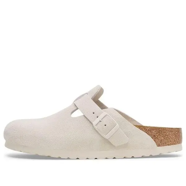BIRKENSTOCK Boston Soft Footbed Suede Leather Clogs - White