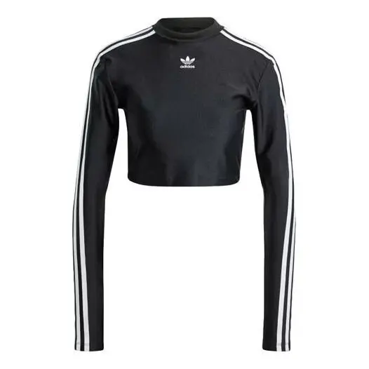 Adidas Originals 3-stripes Cropped Long Sleeve Tee - Black/white
