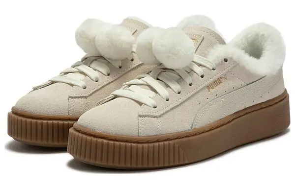PUMA Suede Platform Fur Trimmed Sneakers
