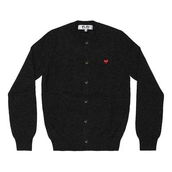 Play Comme Des Garcon Cardigan With Red Heart Applique - Grey