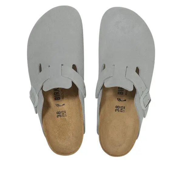 BIRKENSTOCK Boston Suede Clogs - Pure Sage
