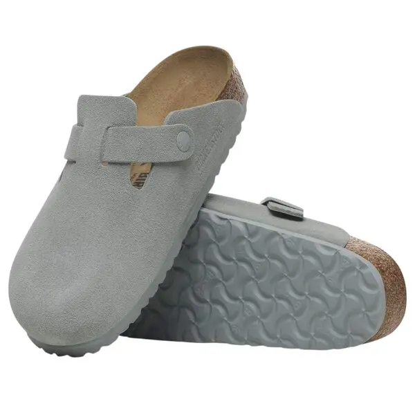 BIRKENSTOCK Boston Suede Clogs - Pure Sage