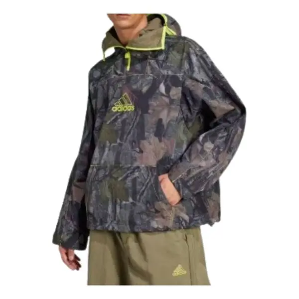 Adidas Camouflage Print Hooded Half-zip Jacket