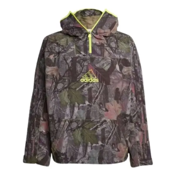 Adidas Camouflage Print Hooded Half-zip Jacket