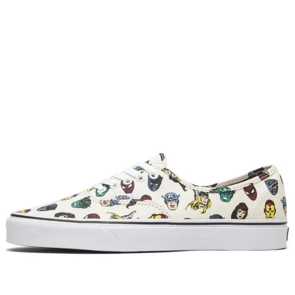 VANS Authentic Marvel Heads Graphic Print Lace Up Sneakers - Creamwhite