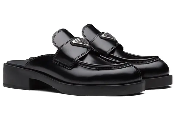 Prada Brushed Leather Mules