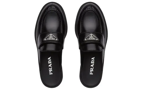 Prada Brushed Leather Mules