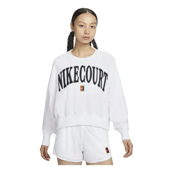 Nike Court Heritage Oversized Graphic Crewneck Sweatshirt - White/white/grey