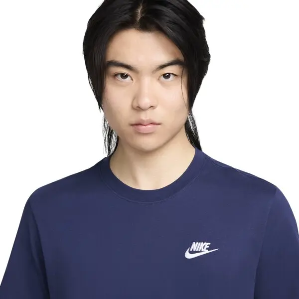 Nike Embroidered Small Round Neck Short Sleeve Deep Navy Blue T-shirt - Multi-color