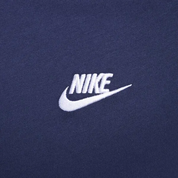 Nike Embroidered Small Round Neck Short Sleeve Deep Navy Blue T-shirt - Multi-color