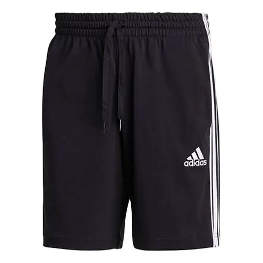 Adidas Logo Printing Stripe Sports Training Shorts - Black