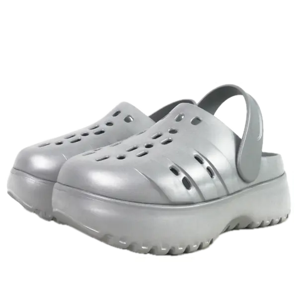 Adidas Adilette Clog Platform Sandals - Silver Metallic