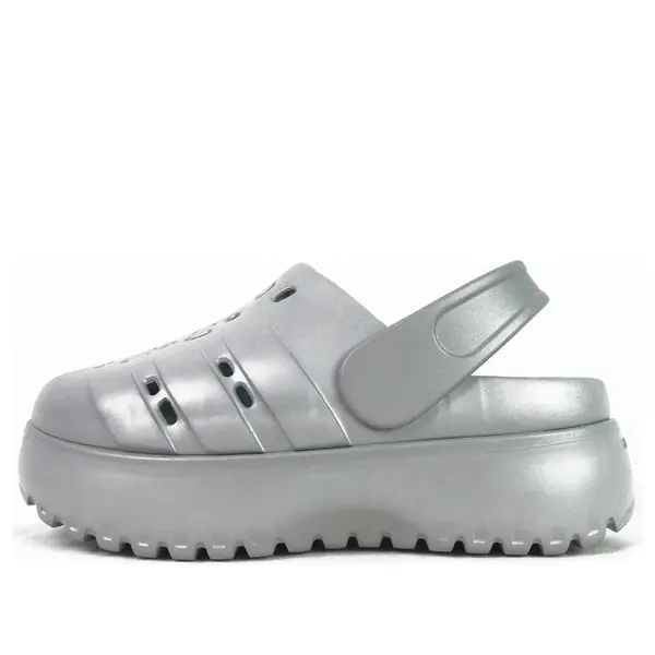 Adidas Adilette Clog Platform Sandals - Silver Metallic