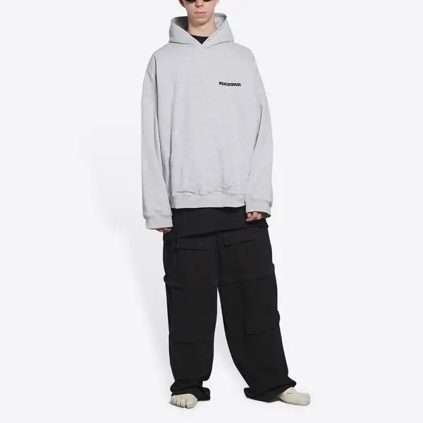 Balenciaga Turn Hoodie Wide Fit - Heather Grey/black