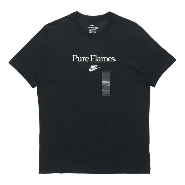 Nike Alphabet Printing Round Neck Short Sleeve - Black