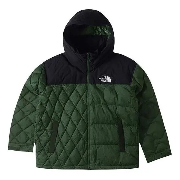The North Face Hooded Full Zip Quilted Puffer Jacket - Green