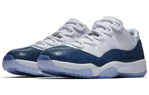 JORDAN Retro Low "navy Snakeskin" Sneakers - White/black/navy