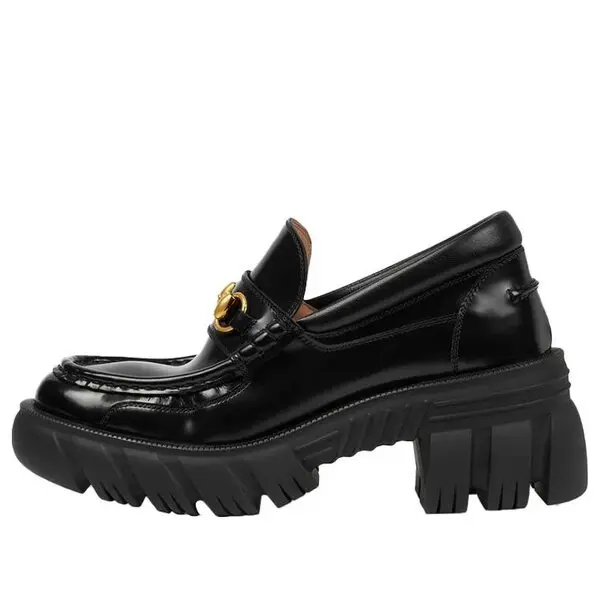 Gucci Horsebit Leather Loafer With Thick Sole - Black