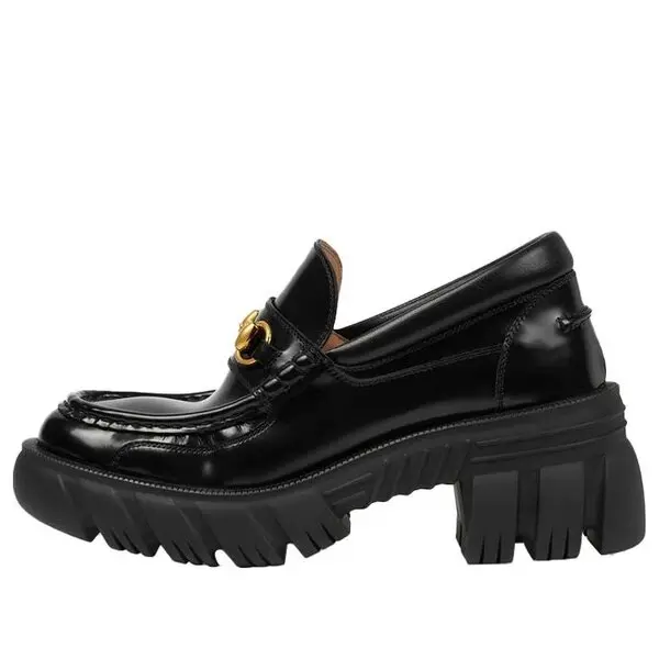 Gucci Horsebit Leather Loafer With Thick Sole - Black