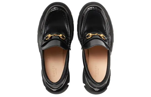 Gucci Horsebit Leather Loafer With Thick Sole - Black