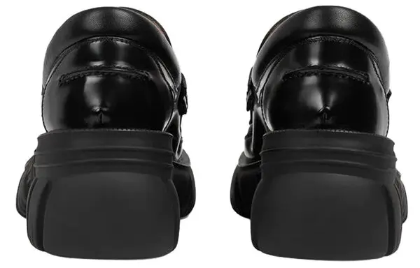 Gucci Horsebit Leather Loafer With Thick Sole - Black