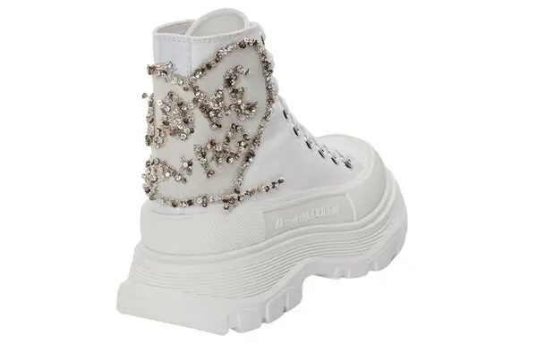 Alexander McQueen Embellished High Top Boots - White/gold
