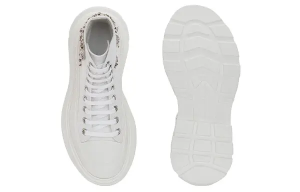 Alexander McQueen Embellished High Top Boots - White/gold