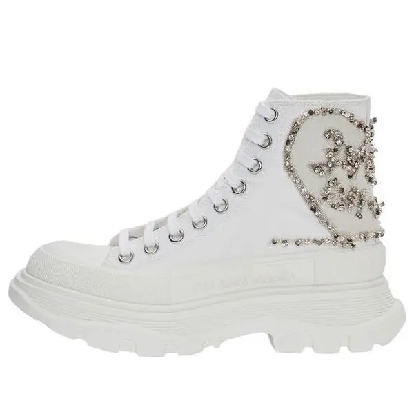 Alexander McQueen Embellished High Top Boots - White/gold