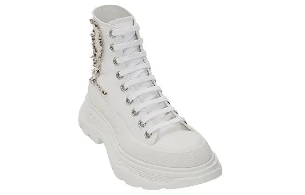 Alexander McQueen Embellished High Top Boots - White/gold