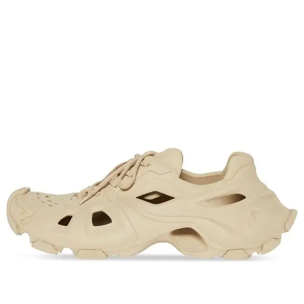 Balenciaga Lace Up Cut Out Sneakers - Beige