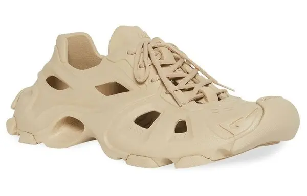 Balenciaga Lace Up Cut Out Sneakers - Beige