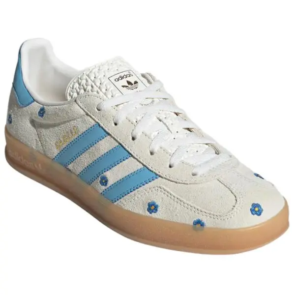 Adidas Gazelle Indoor Sneakers With Floral Embroidery - White/blue