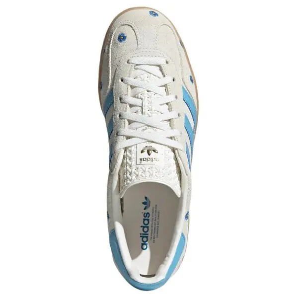 Adidas Gazelle Indoor Sneakers With Floral Embroidery - White/blue