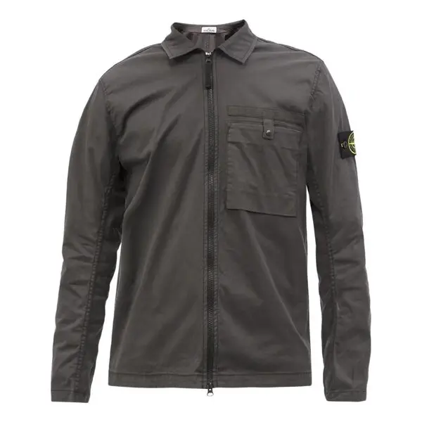 Stone Island Supima Cotton Zip-up Shirt Jacket - Charcoal