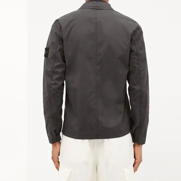 Stone Island Supima Cotton Zip-up Shirt Jacket - Charcoal