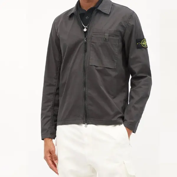 Stone Island Supima Cotton Zip-up Shirt Jacket - Charcoal