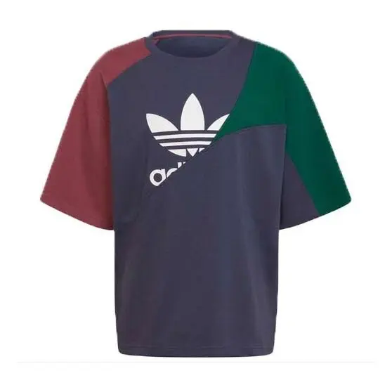 Adidas Originals Bld Cb Tee Colorblock Round Neck Splicing Sports Short Sleeve Multicolor - Multi-color