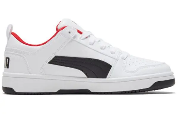 PUMA Rebound Layup Low Top Sneakers - White/black/red