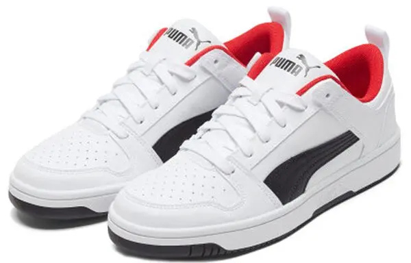 PUMA Rebound Layup Low Top Sneakers - White/black/red