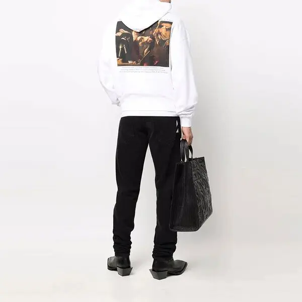 Off-White Printed Hooded Long Sleeve Sweatshirt