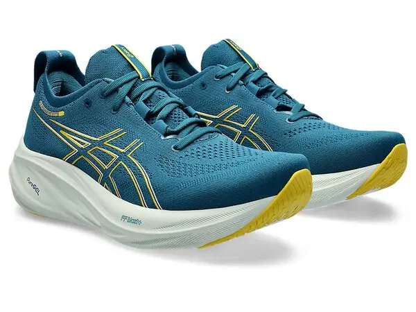 Asics Gel-nimbus 26 Neutral Cushioned Running Shoes - Teal/yellow/white